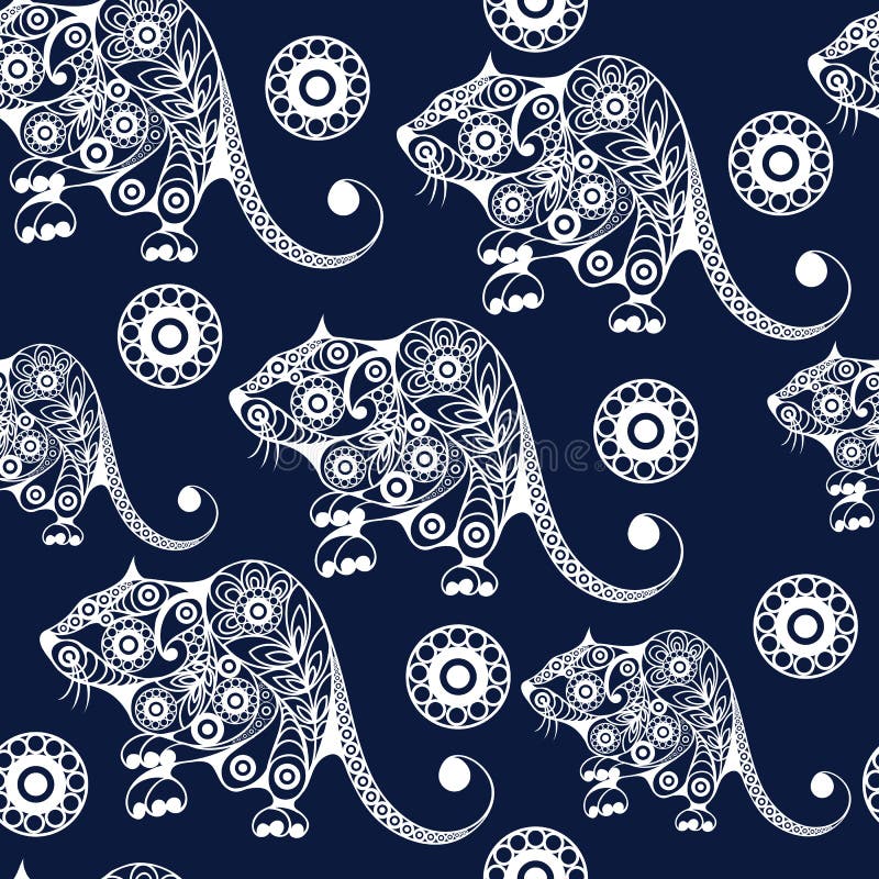 Seamless Texture with Decorative Rat 5 Stock Vector - Illustration of ...