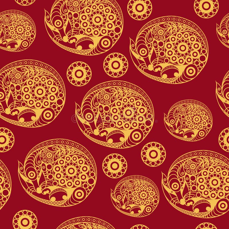 Seamless Texture with Decorative Rat 8 Stock Vector - Illustration of ...