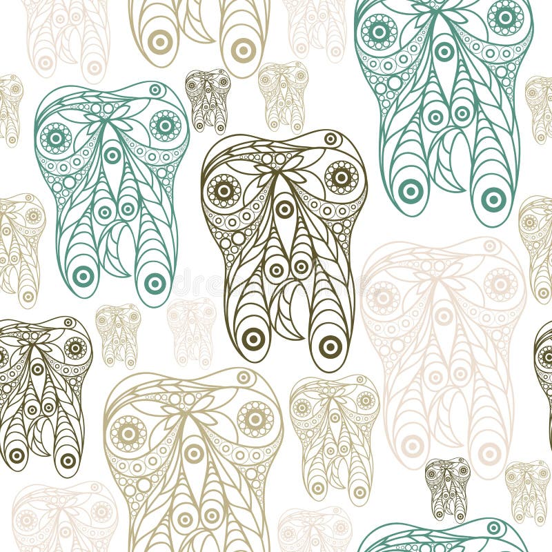 Seamless Texture with Decorative Tooth 8 Stock Vector - Illustration of ...