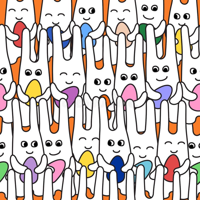 Seamless Texture Easter Bunny Colored Stock Vector - Illustration of ...