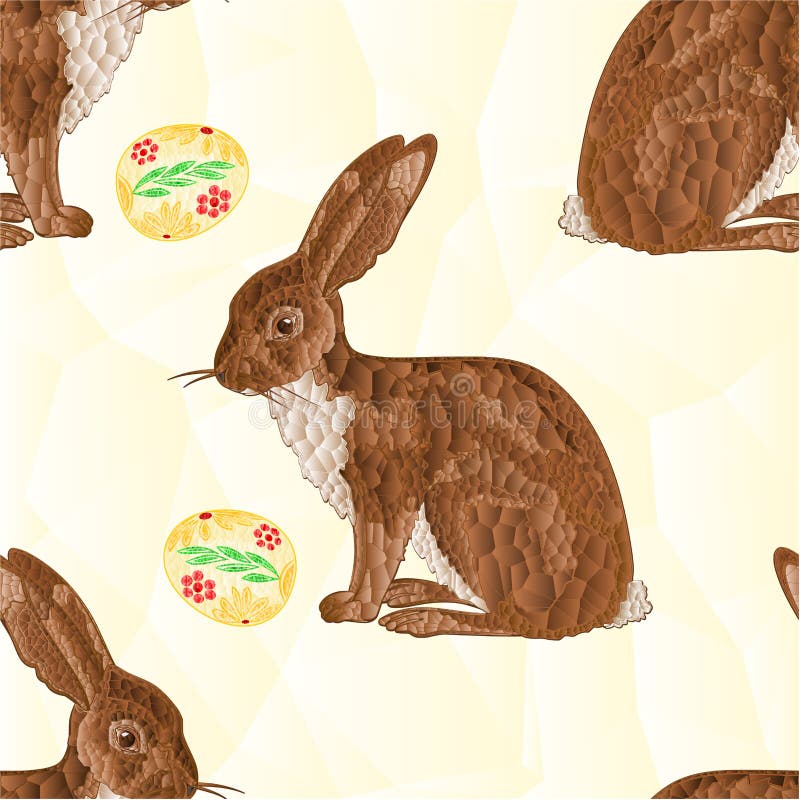Seamless Texture Easter Bunny and Easter Eggs Polygons Mosaic Vector ...