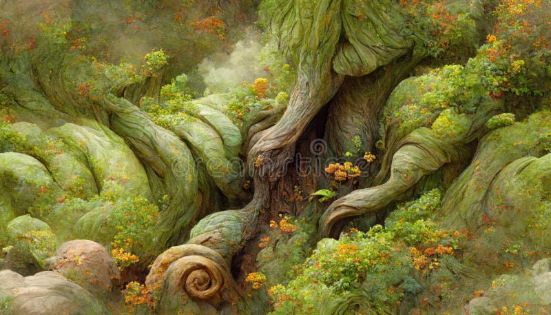 Enchanted Magic Forest in Autumn with Ancient Old Trees Mystical ...