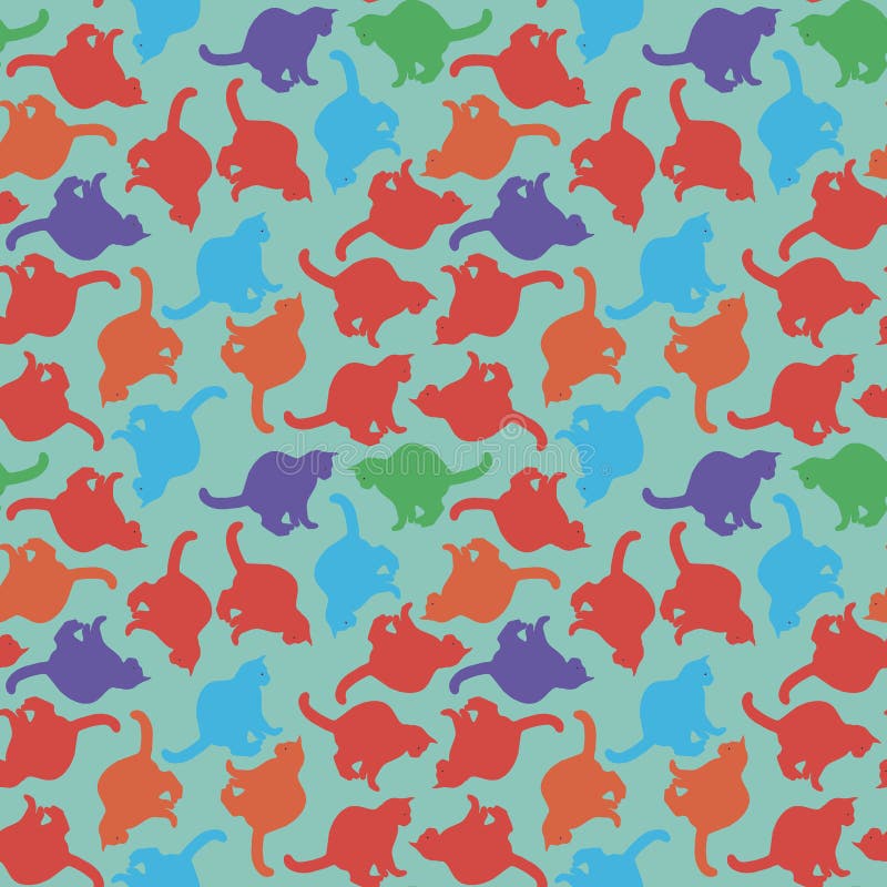 Seamless Texture or Endless Pattern - Colored Cats. Wallpaper ...