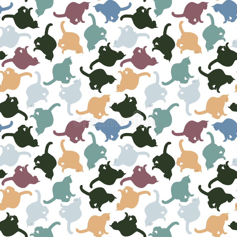 Seamless Texture or Endless Pattern - Colored Cats. Wallpaper ...