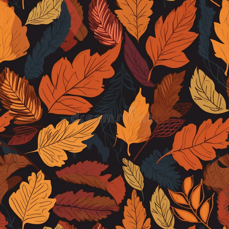 Seamless Autumn Leaves Texture with Beautiful Colors Stock Illustration ...
