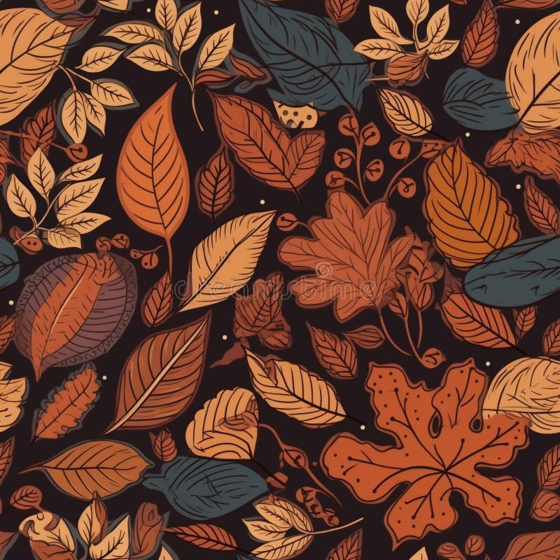 Seamless Autumn Leaves Texture with Beautiful Colors Stock Illustration ...