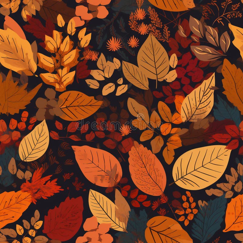 Seamless Autumn Leaves Texture with Beautiful Colors Stock Illustration ...