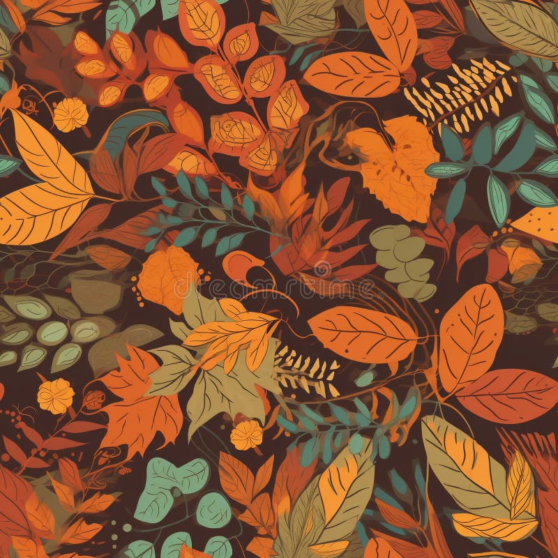 Seamless Autumn Leaves Texture with Beautiful Colors Stock Illustration ...