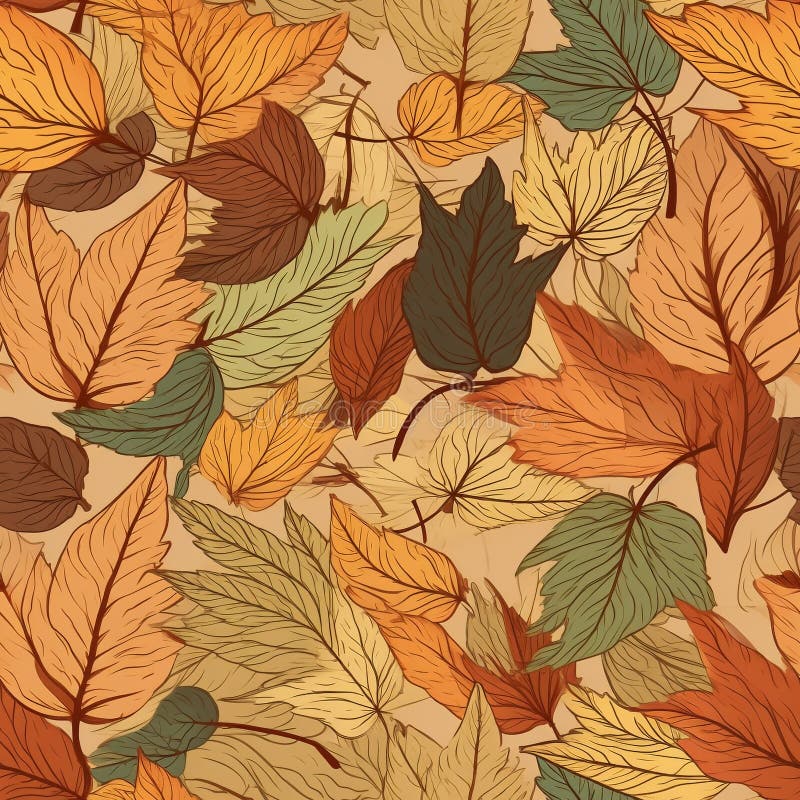 Seamless Autumn Leaves Texture with Beautiful Colors Stock Illustration ...