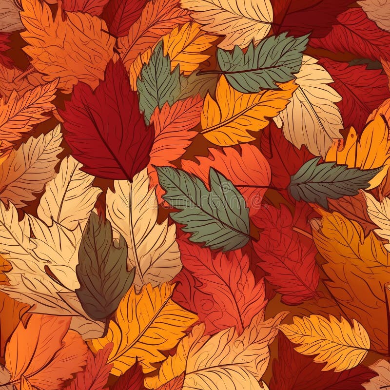 Seamless Autumn Leaves Texture with Beautiful Colors Stock Illustration ...