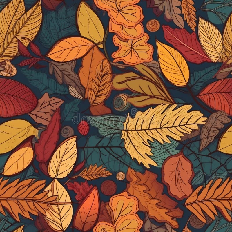Seamless Autumn Leaves Texture with Beautiful Colors Stock Illustration ...