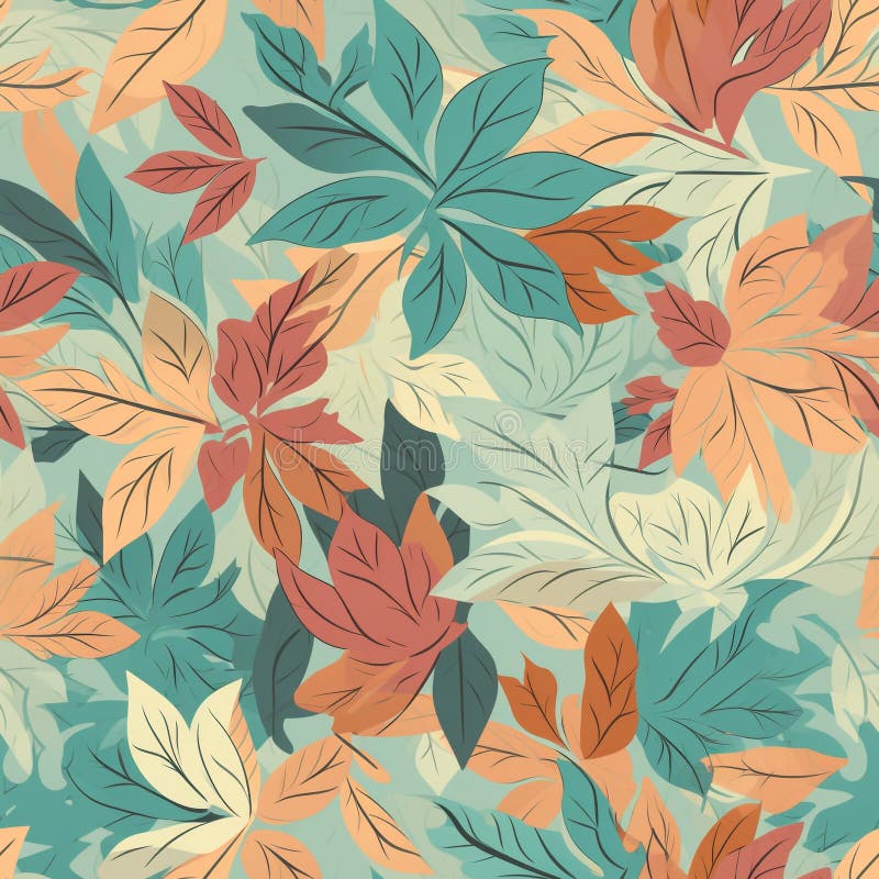 Seamless Summer Leaves Texture with Beautiful Colors Stock Illustration ...