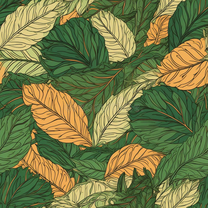 Seamless Summer Leaves Texture with Beautiful Colors Stock Illustration ...