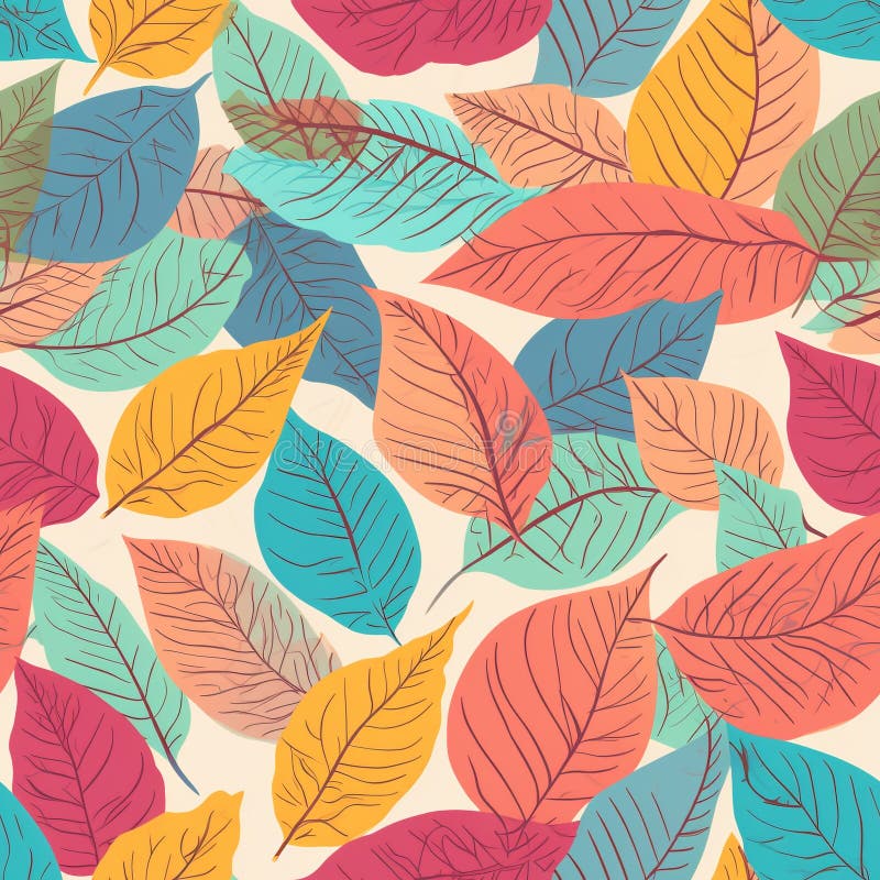 Seamless Summer Leaves Texture with Beautiful Colors Stock Illustration ...
