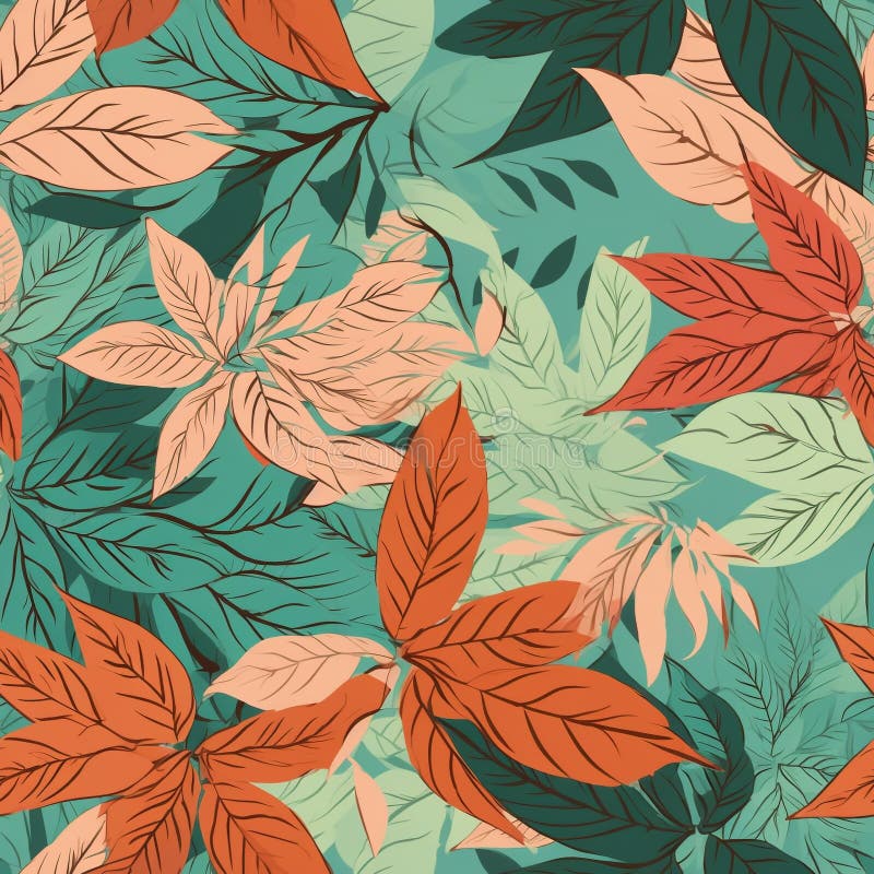 Seamless Summer Leaves Texture with Beautiful Colors Stock Illustration ...
