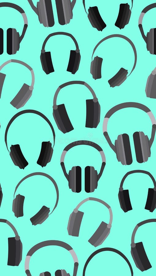 Seamless Texture with Flat Headphones on a Blue Background Stock Vector ...