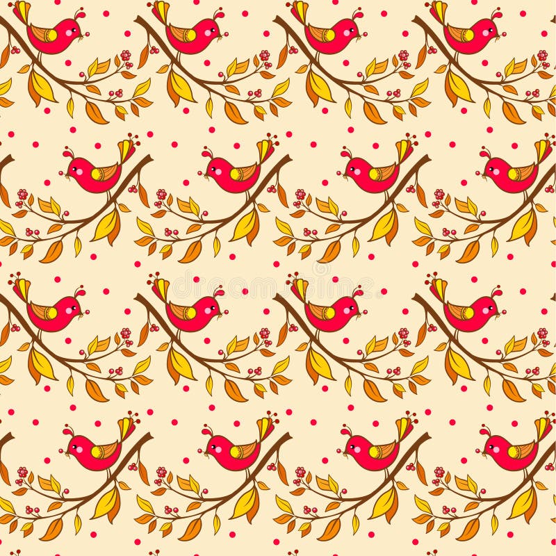 Seamless Texture with Flowers and Birds. Stock Illustration ...