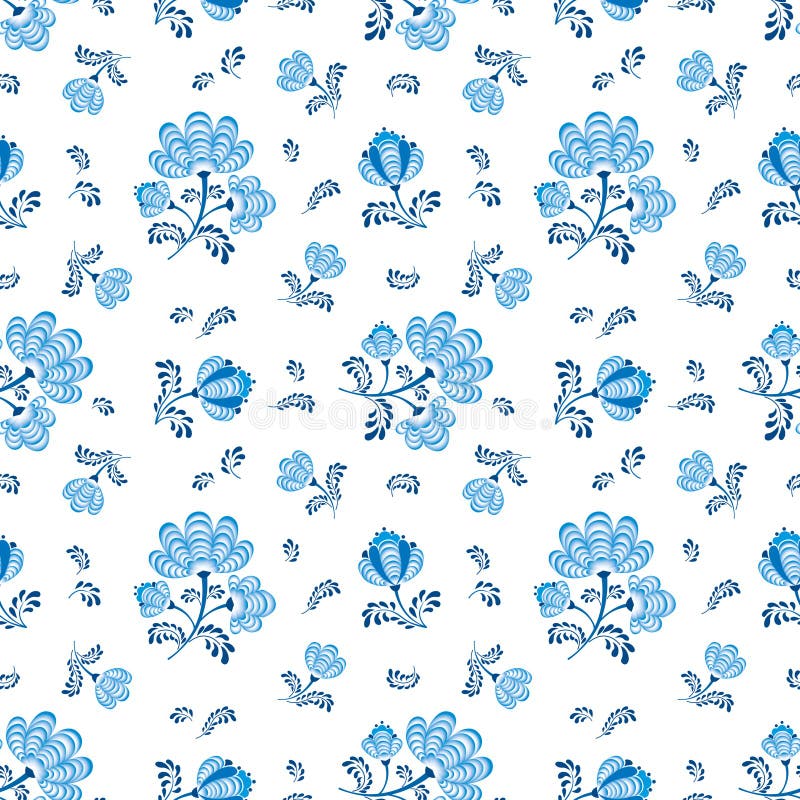 Seamless Texture Flowers in Russian Style Stock Vector - Illustration ...