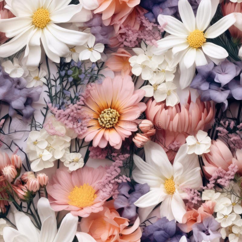 Seamless Texture of Flowers Stock Illustration - Illustration of green ...