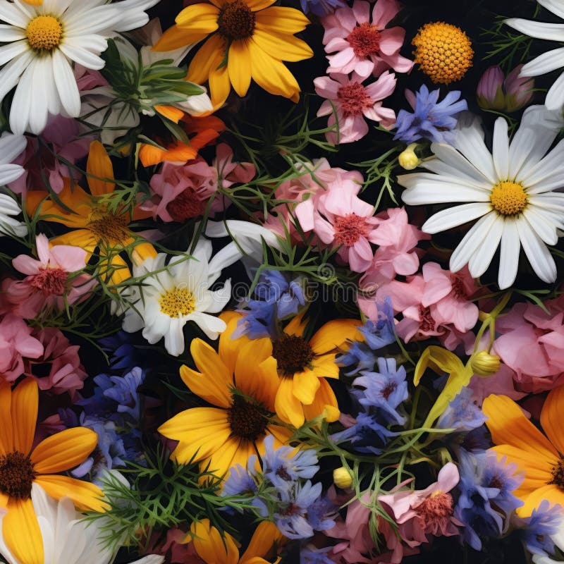 Flowers, seamless texture stock illustration. Illustration of flower ...