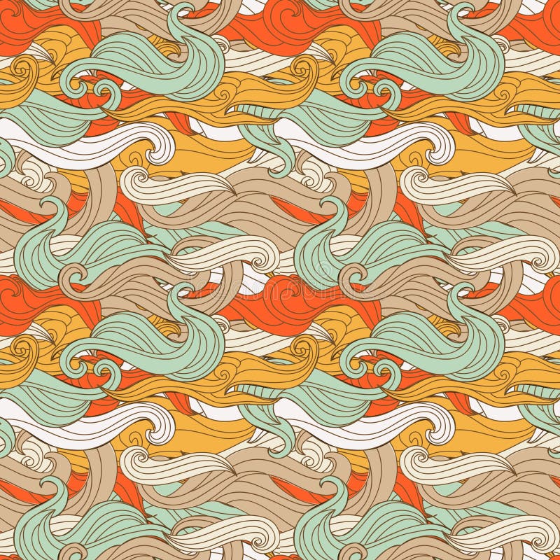 Seamless Texture in Funky Style with Colorful Waves Stock Vector ...