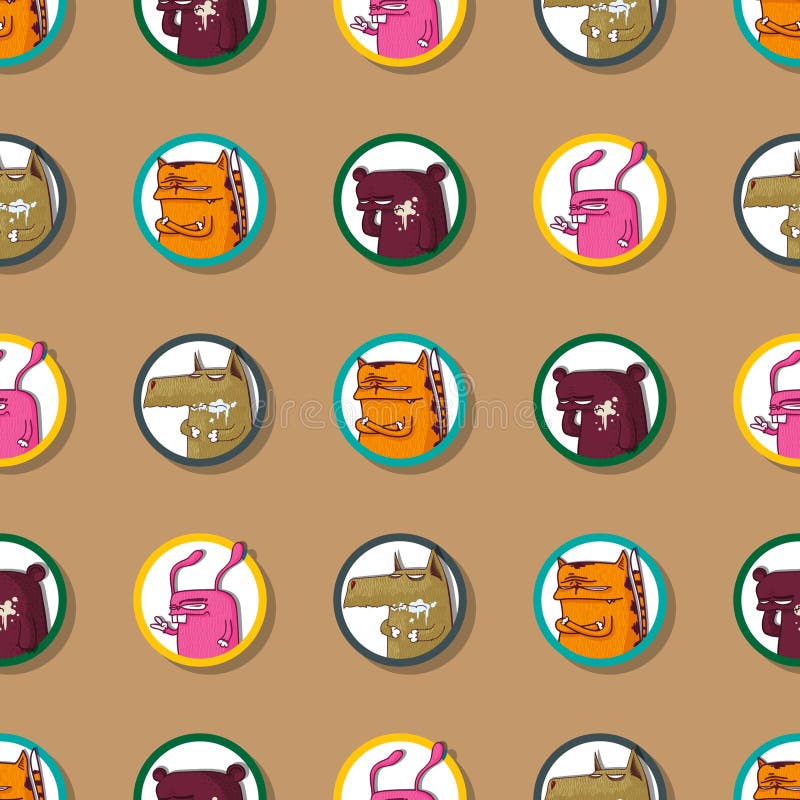 Seamless Texture with Funny Animals. Stock Illustration - Illustration ...