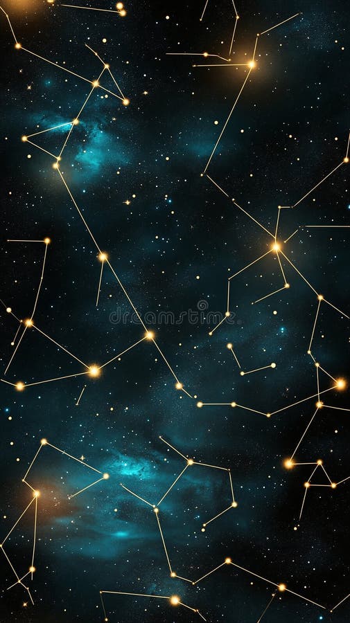 Seamless Texture of Glowing Star Constellations on a Dark Background ...