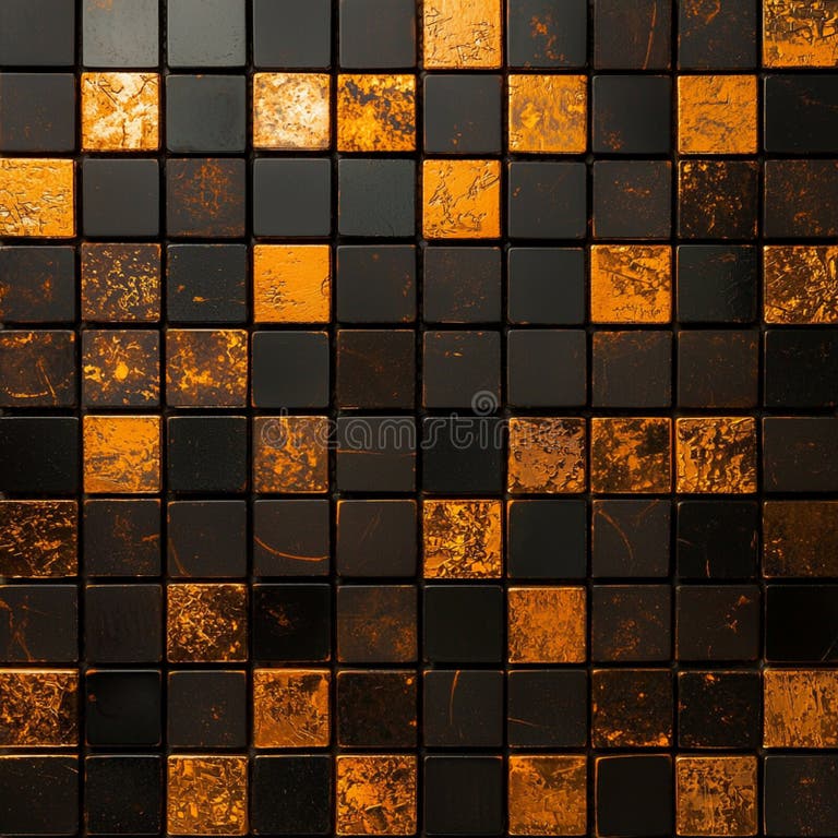 Seamless Texture of Gold and Black Metal Tiles, Creating Striking ...
