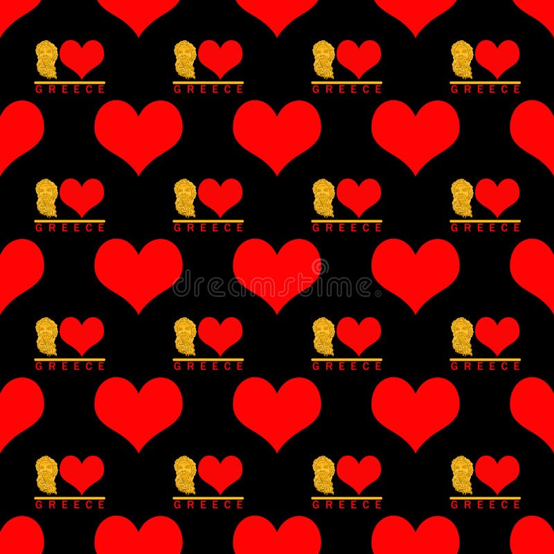 Seamless Texture of Greece with Zeus and a Heart Stock Vector ...