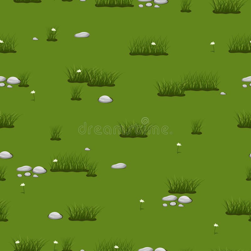 Seamless Texture with Green Grass and Stones. Vector Image Stock ...