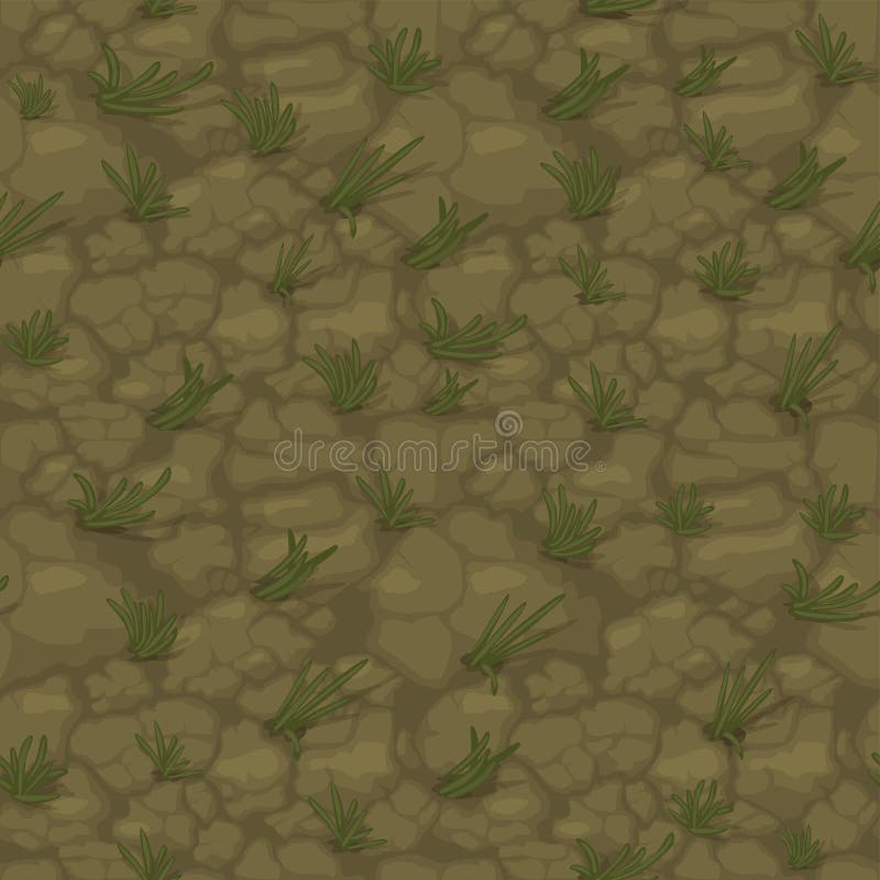 Seamless Texture Ground with Grass, Soil Pattern with Plants for ...