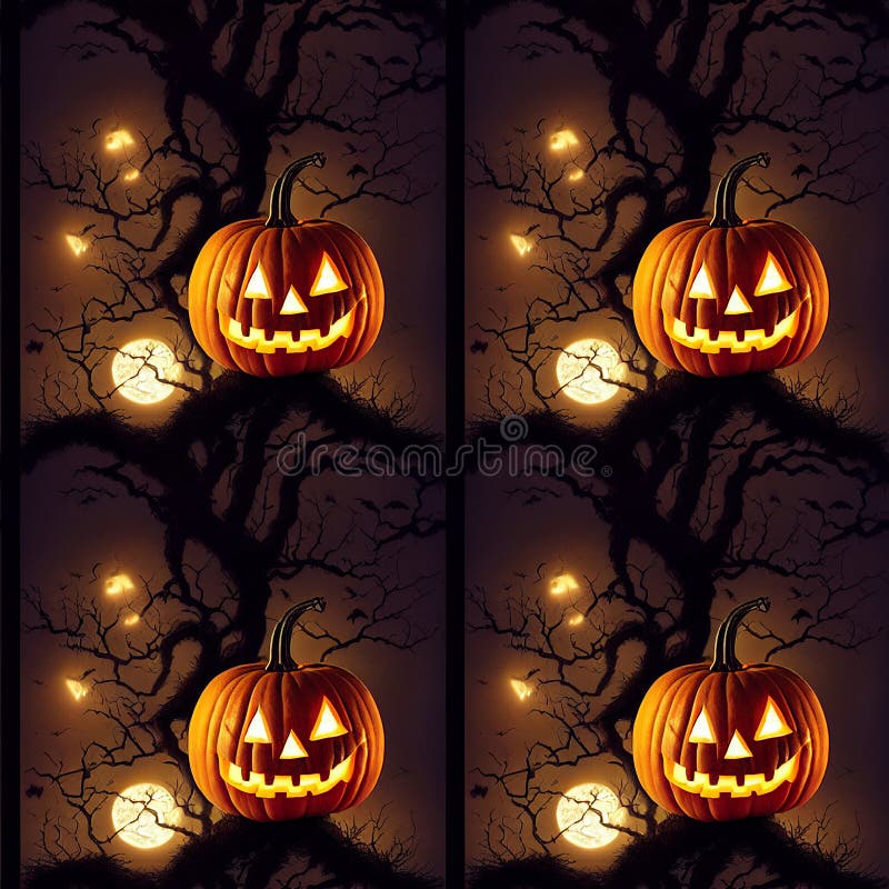 Seamless Texture with Halloween Pumpkins. Holiday Wallpaper. Generated ...