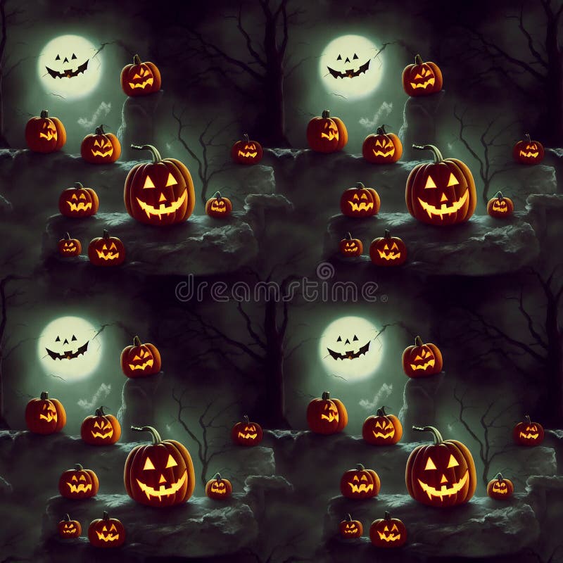 Seamless Texture with Halloween Pumpkins. Holiday Wallpaper. Generated ...