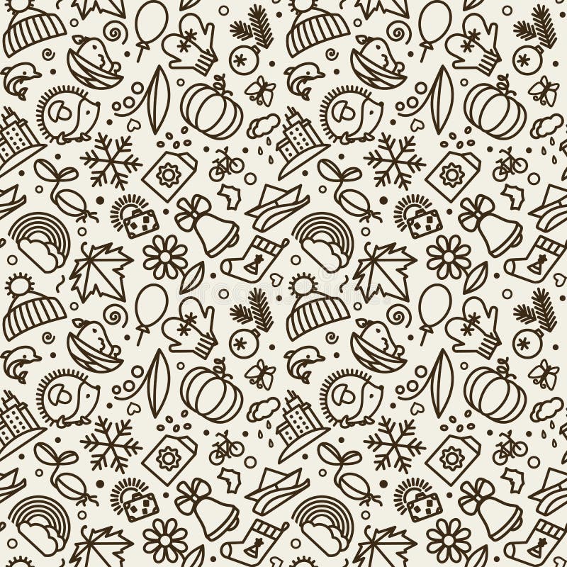 Seamless Texture with Icons - Season Stock Vector - Illustration of ...