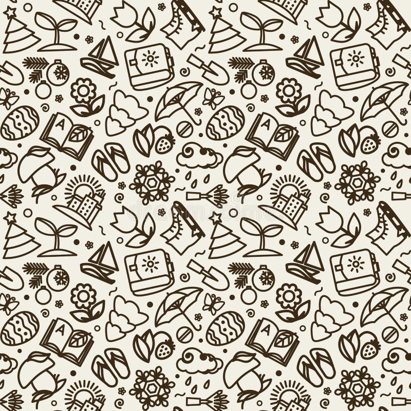 Seamless Texture with Icons - Season Stock Vector - Illustration of ...
