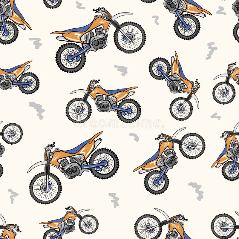 Seamless Texture with the Modern Motorcycle Stock Vector - Illustration ...