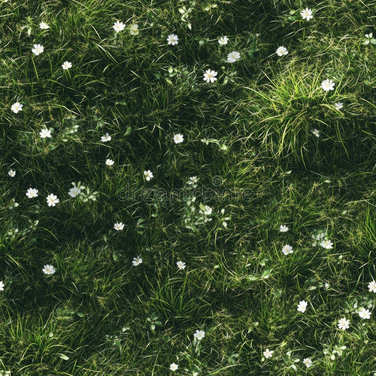 Seamless Texture of a Mossy Grass Patch, with Scattered Tiny White ...