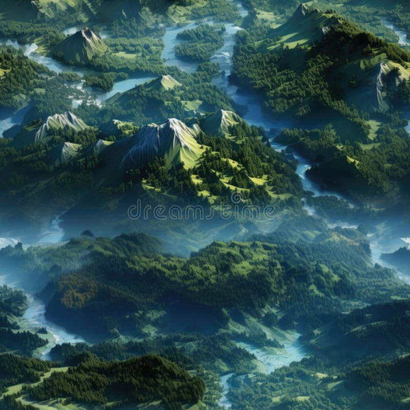 Seamless Texture of Mountain Ranges with Forest Stock Illustration ...