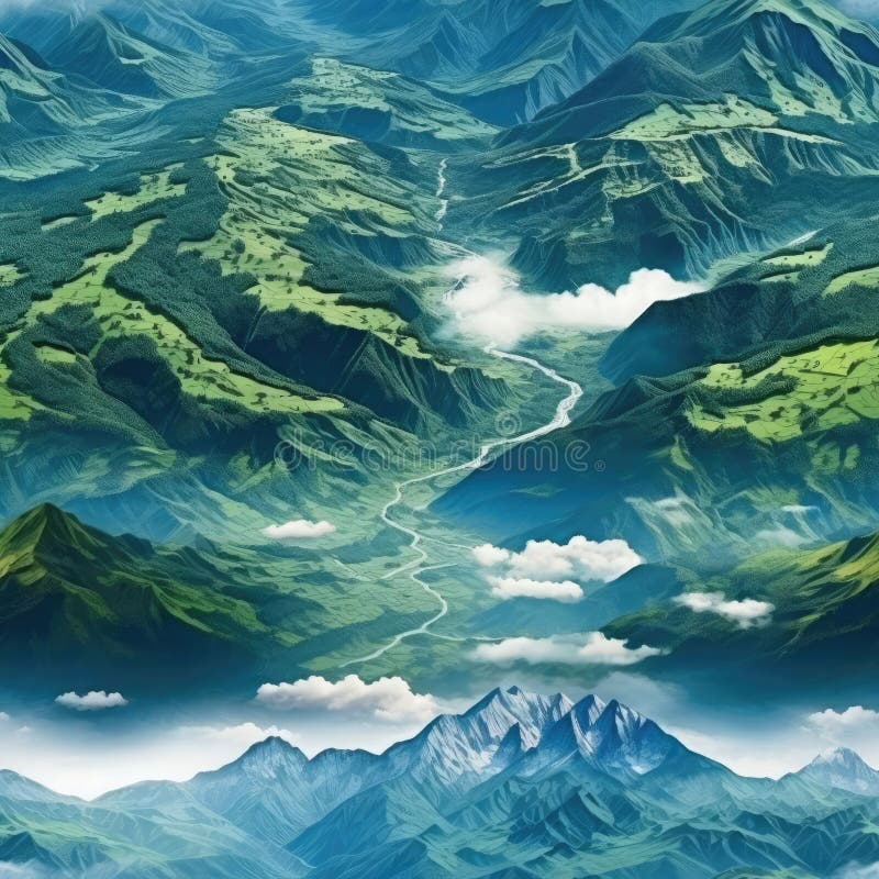 Seamless Texture of Mountain Ranges with Forest Stock Illustration ...