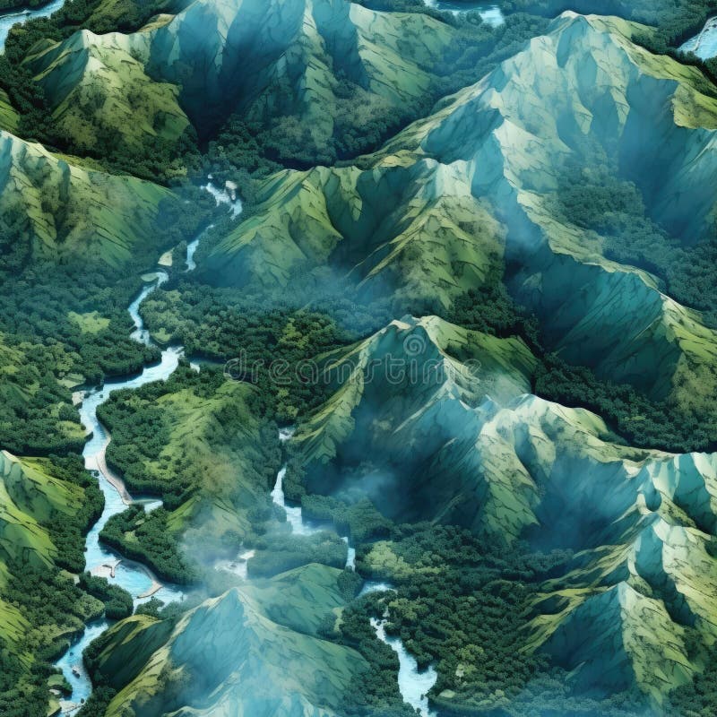 Seamless Texture of Mountain Ranges with Forest Stock Illustration ...