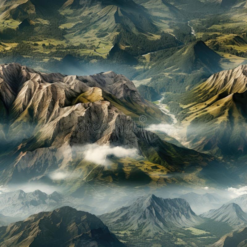 Seamless Texture of Mountain Ranges with Forest Stock Illustration ...