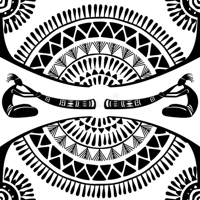 Seamless Texture with Musicians Playing on the Didgeridoos Stock ...