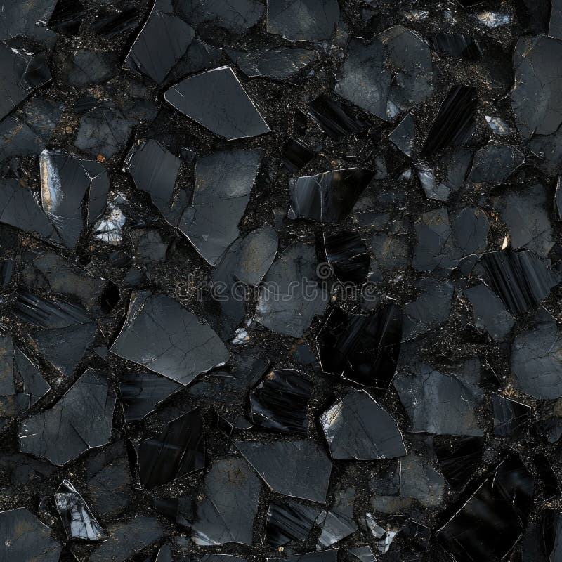 Seamless Texture of Obsidian Rock, Deep Black Volcanic Glass with ...