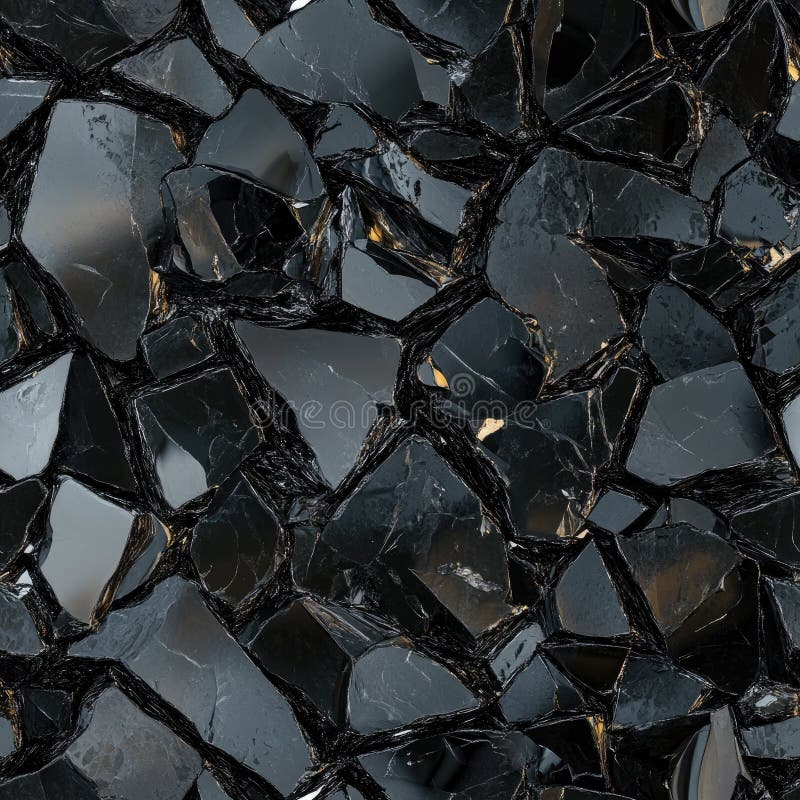 Seamless Texture of Obsidian Rock, Deep Black Volcanic Glass with ...