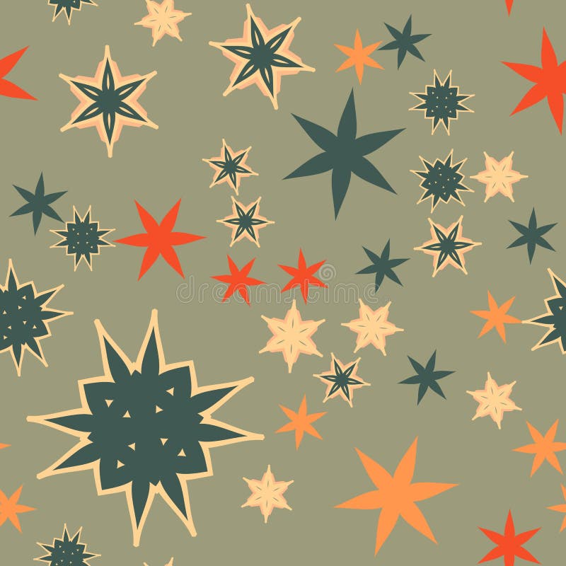 Seamless Texture Oriental Stylized Flowers and Stars. Stock Vector ...