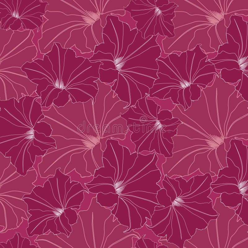 Seamless Texture with Outline Flowers Stock Vector - Illustration of ...