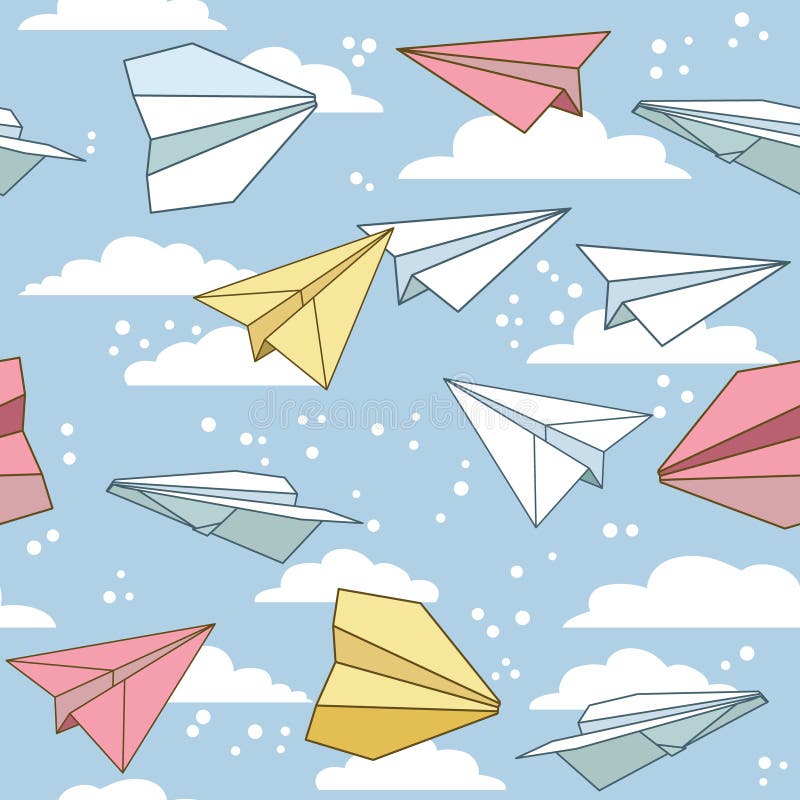 Seamless Texture with Paper Planes. Stock Vector - Illustration of ...