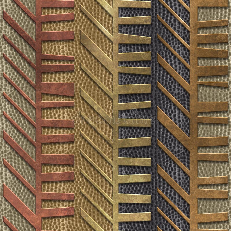 Metal Seamless Texture with Ethnic Stripe Pattern, Bronze and Cooper ...