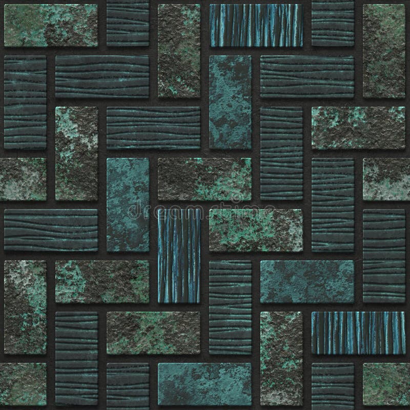 Metallic Seamless Texture with Carving Square Tiles Pattern, Bronze and ...