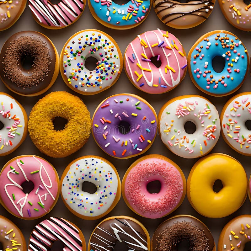 Seamless Texture and Pattern of Colorful Glazed Doughnuts with High ...